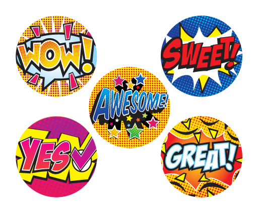 SUN133 Comic Words Reward Stickers – Discovery Educational
