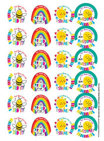 PS54 Rainbow Brights Personalised Stickers | Discovery Educational